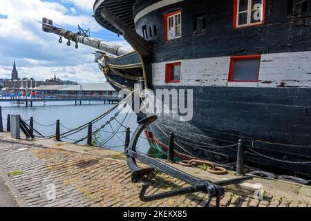 The frigate HMS Unicorn. Built for the Royal Navy and launched in 1824 ...