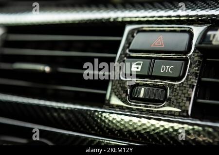 Car DTC button. Traction control button on a car dashboard Stock Photo ...