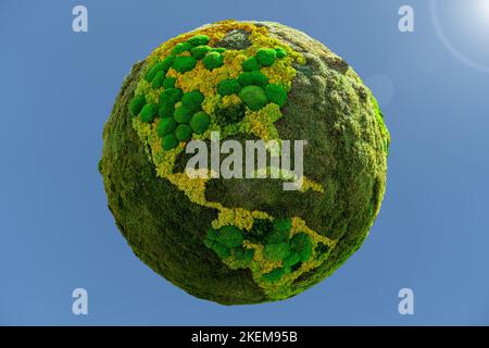 Green planet Earth from natural moss. Symbol of sustainable development ...