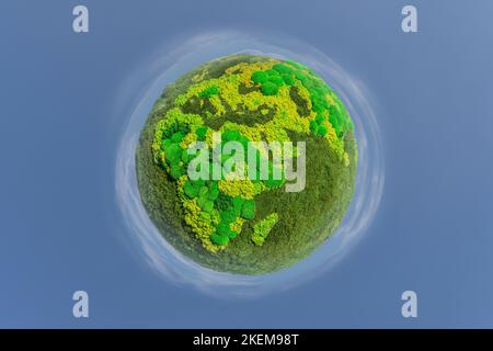 Green planet Earth from natural moss with plant. Symbol of sustainable ...