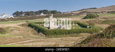 Daymer Bay and St Enodoc church which once lay buried in sand dunes ...