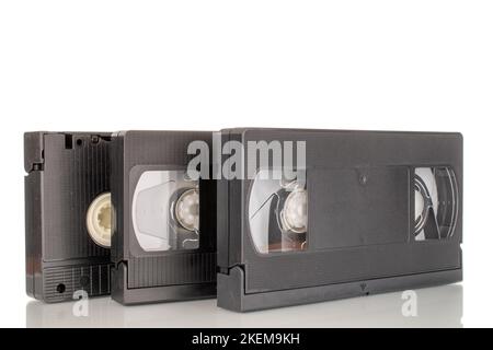Three video cassettes, macro, isolated on white background Stock Photo ...