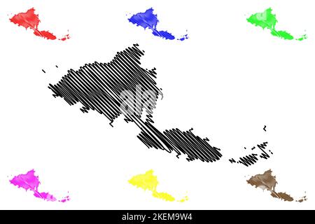Ammouliani island (Hellenic Republic, Greece, Greek island) map vector ...