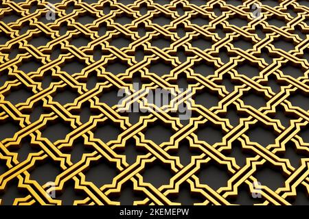 Abstract Golden Arabic Traditional Middle Eastern Pattern 3D ...