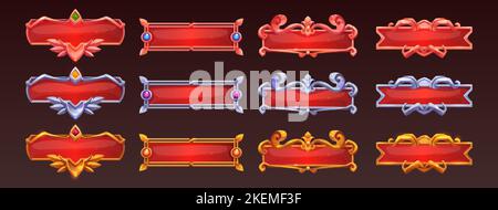 Game ui frames, gold silver copper medieval menu element, buttons or ...