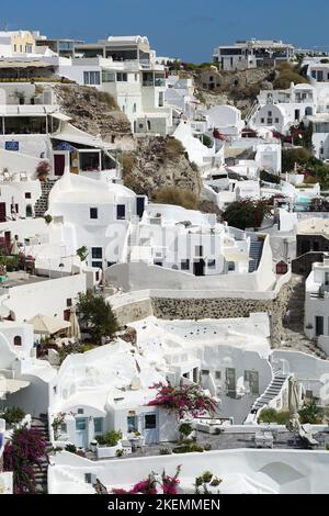 View, Oia or Ia, (Pano Meria), Santorini, Greece, Europe Stock Photo ...