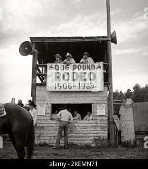 Announcer's booth and rodeo office at the Dog Pound Rodeo. Alberta ...