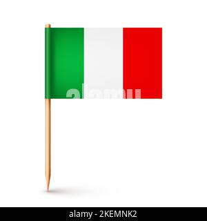 Realistic Italian toothpick flag. Souvenir from Italy. Wooden toothpick ...
