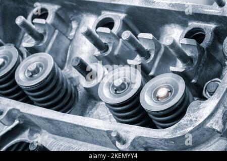 Open engine block exposing the interior parts and springs, service and ...