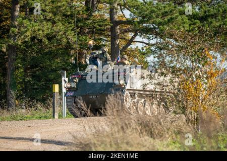 British army FV434 Bulldog recovery vehicle in action on a military ...