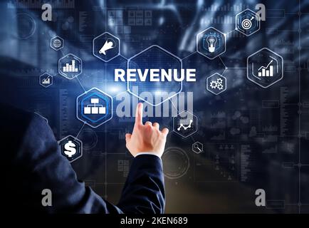 Revenue. Raising income concept. The businessman plans to increase his ...