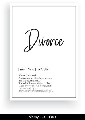 Marriage and divorce definition, vector. Minimalist modern poster ...