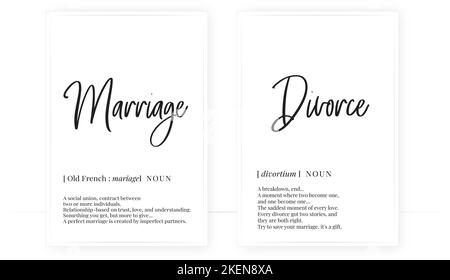 Divorce definition, vector. Minimalist modern poster design ...