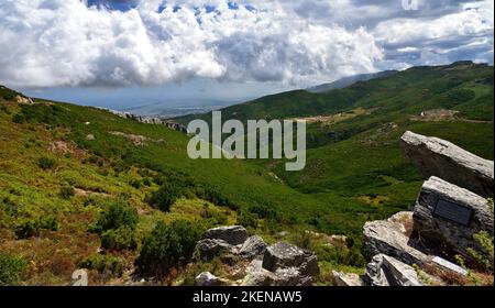 Panorama from Col de Teghime, green hills and Mediterranean sea in the ...