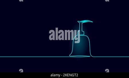 Hand sanitizer gel bottle dosator. One continuous line art doodle ...