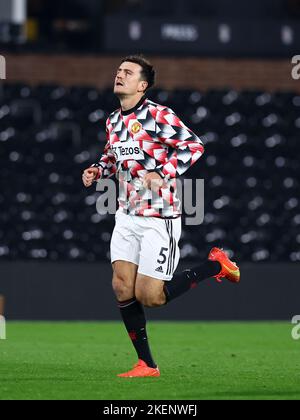 Harry Maguire of Manchester United warms up ahead of the Premier League ...