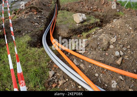 connecting underground electric cable infrastructure installation ...