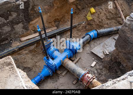 Underground distribution of drink water hub, fixing service, buried ...