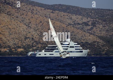 Bodrum, Turkey, 05 November 2022: The giant superyacht Solaris, owned ...