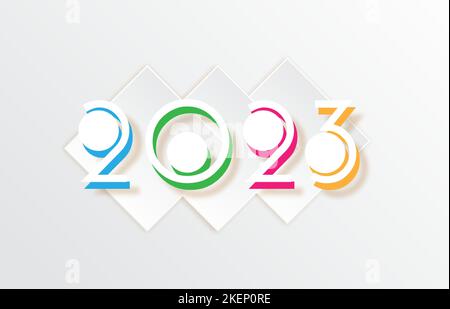 Happy New Year 2023 text with cute rabbit illustration Stock Vector ...