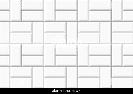 White basket weave tile mosaic pattern. Causeway layout. Bathroom ...