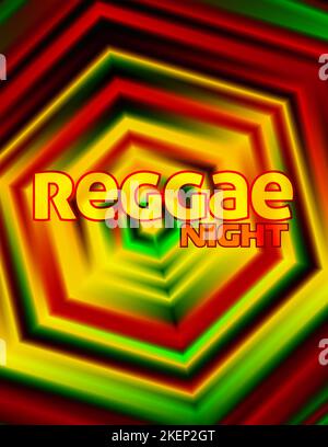 Reggae night party flyer template with curved abstraction on black ...