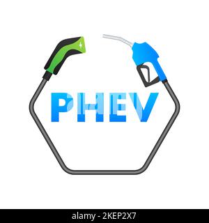 PHEV icon. Plug-in hybrid electric vehicle. Electric energy and fuel ...