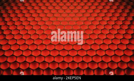Hexagon array. Nanoporous material. Glowing hot object with many ...