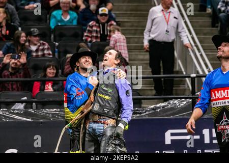 Rogers Place, Canada. 12th Nov, 2022. Garret Green takes off out of the ...
