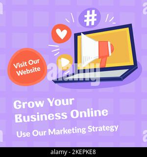 Grow your business online, marketing strategy Stock Vector Image & Art ...