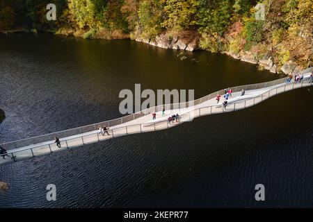 Recreation area near Grodno castle in Zagorze, Poland. Beaituful autumn ...