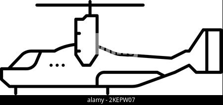 tiltrotor airplane aircraft line icon vector illustration Stock Vector ...