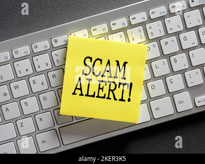 Phishing scam alert, caution and warning concept. Yellow barricade tape ...