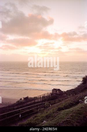 Sunset over Saunton Sands, North Devon, England, United Kingdom Stock ...