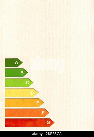 Energy efficiency chart on cardboard texture. Vertical banner with eco ...