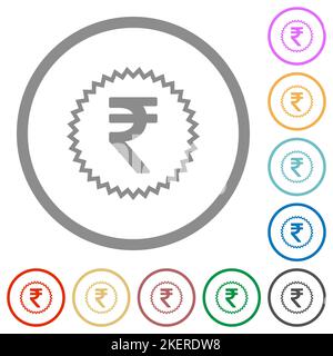 Indian Rupee sticker alternate flat white icons in square backgrounds ...