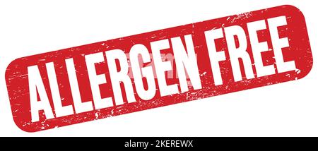 ALLERGEN FREE, text on red rectangle stamp sign Stock Photo - Alamy
