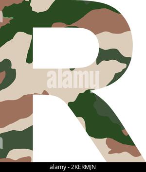 English alphabet letter R, khaki style isolated on white background ...