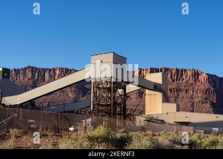 The processing plant at a potash mine using a solution-mining method ...
