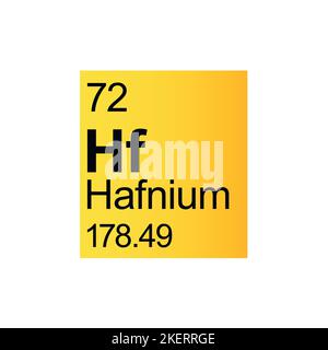 Hafnium on periodic table of the elements, with element symbol Hf Stock ...