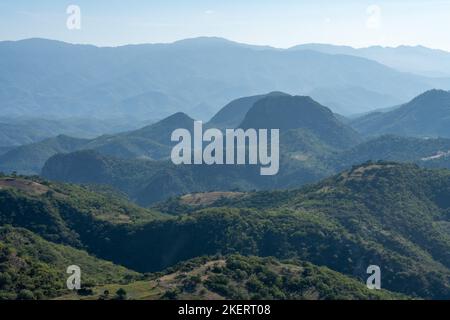 Hazy foothills in the Sierra Mixe Range of the Sierra Madre de Oaxaca ...