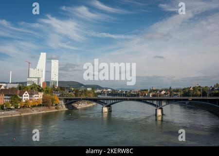 Switzerland, Basel, the Roche towers, the tallest in Switzerland ...