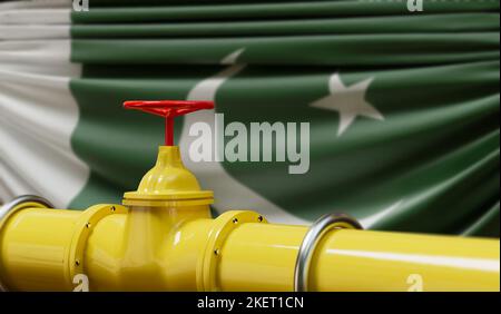 Pakistan oil and gas fuel pipeline. Oil industry concept. 3D Rendering ...