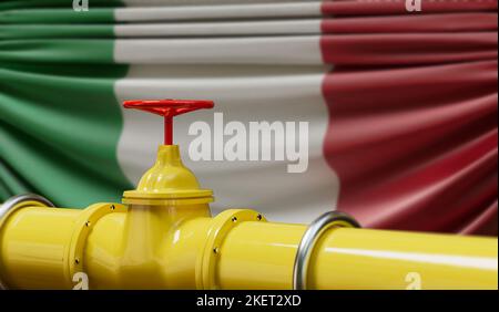 Italy oil and gas fuel pipeline. Oil industry concept. 3D Rendering ...