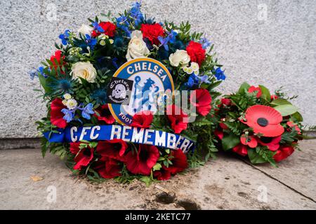 Remembrance wreaths by Chelsea football supporters to honour the war ...