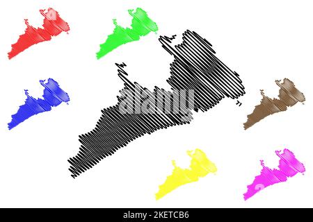 Chergui island (Republic of Tunisia, Kerkennah Islands) map vector ...