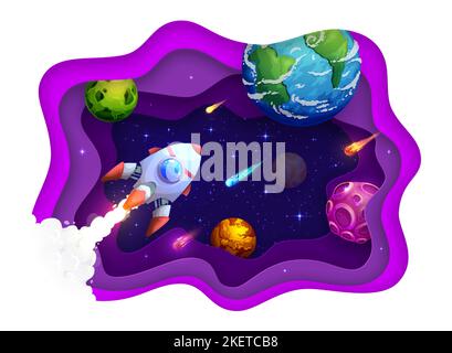 space shooting stars adventure galaxy cute cartoon vector illustration ...