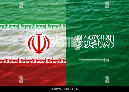 Defocus war between Iran and Saudi Arabia. National flag of iran and ...