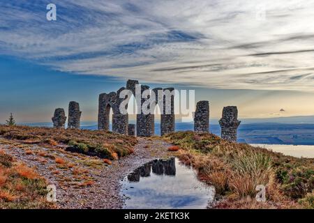 Fyrish Monument Alness Scotland three arches of the structure in autumn ...