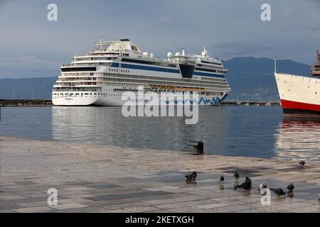 Luxury cruise ship AIDAblu seen in the port of Rijeka, in Rijeka ...